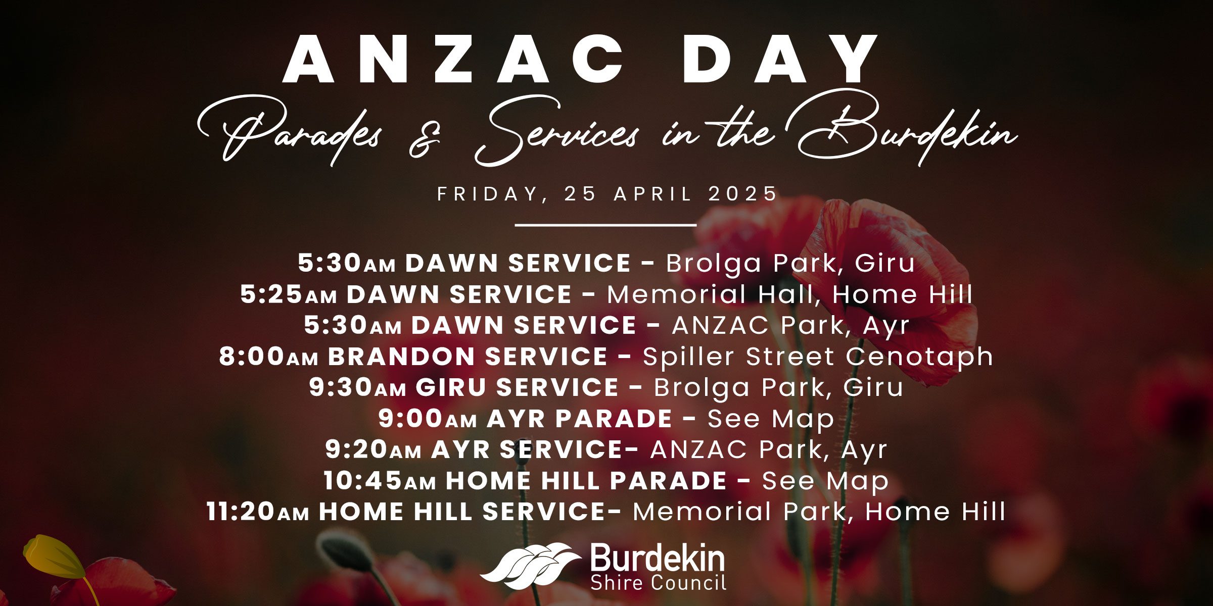 Whats on - ANZAC Day Services & Ceremonies | The Burdekin Region
